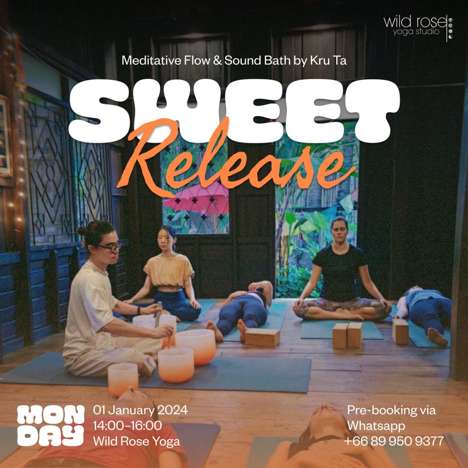 New Years Day Meditation, Hatha Yoga & Sound Healing with Kru Ta | Wild Rose Yoga Studio Chiang Mai